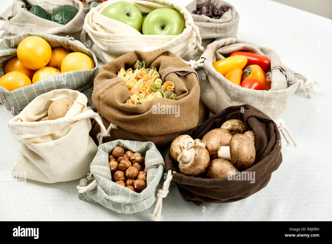 Zero Waste Food Storage Eco Bag Top View. Natural Organic Sack for ...