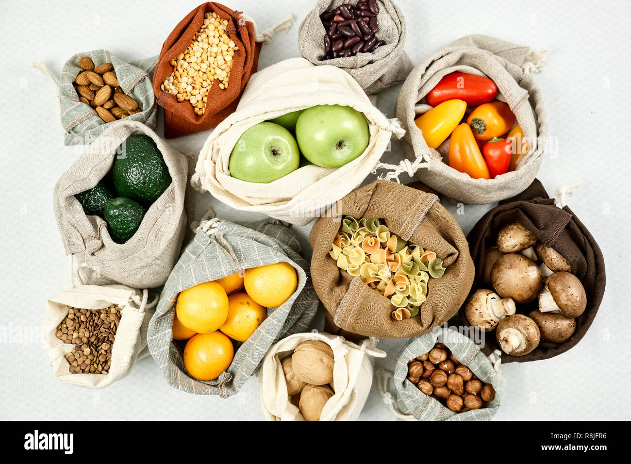 Zero Waste Food Storage Eco Bag Top View. Natural Organic Sack for ...