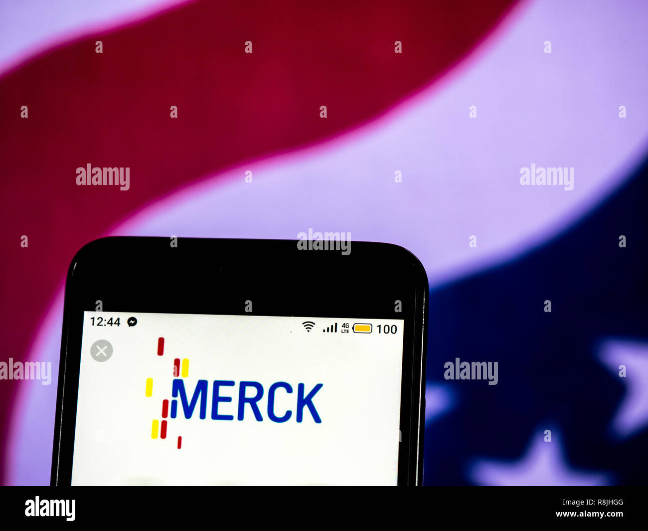 Merck & Co. Pharmaceutical company logo seen displayed on smart phone ...