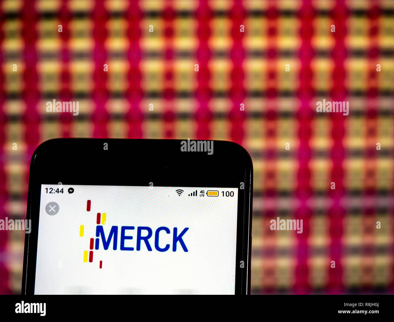 Merck & Co. Pharmaceutical company logo seen displayed on smart phone ...