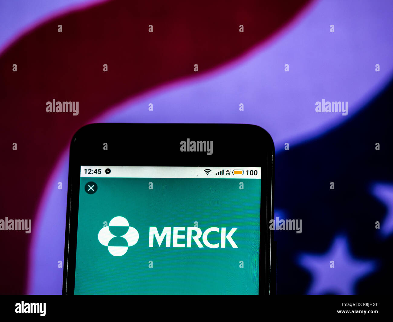 Merck & Co. Pharmaceutical company logo seen displayed on smart phone ...