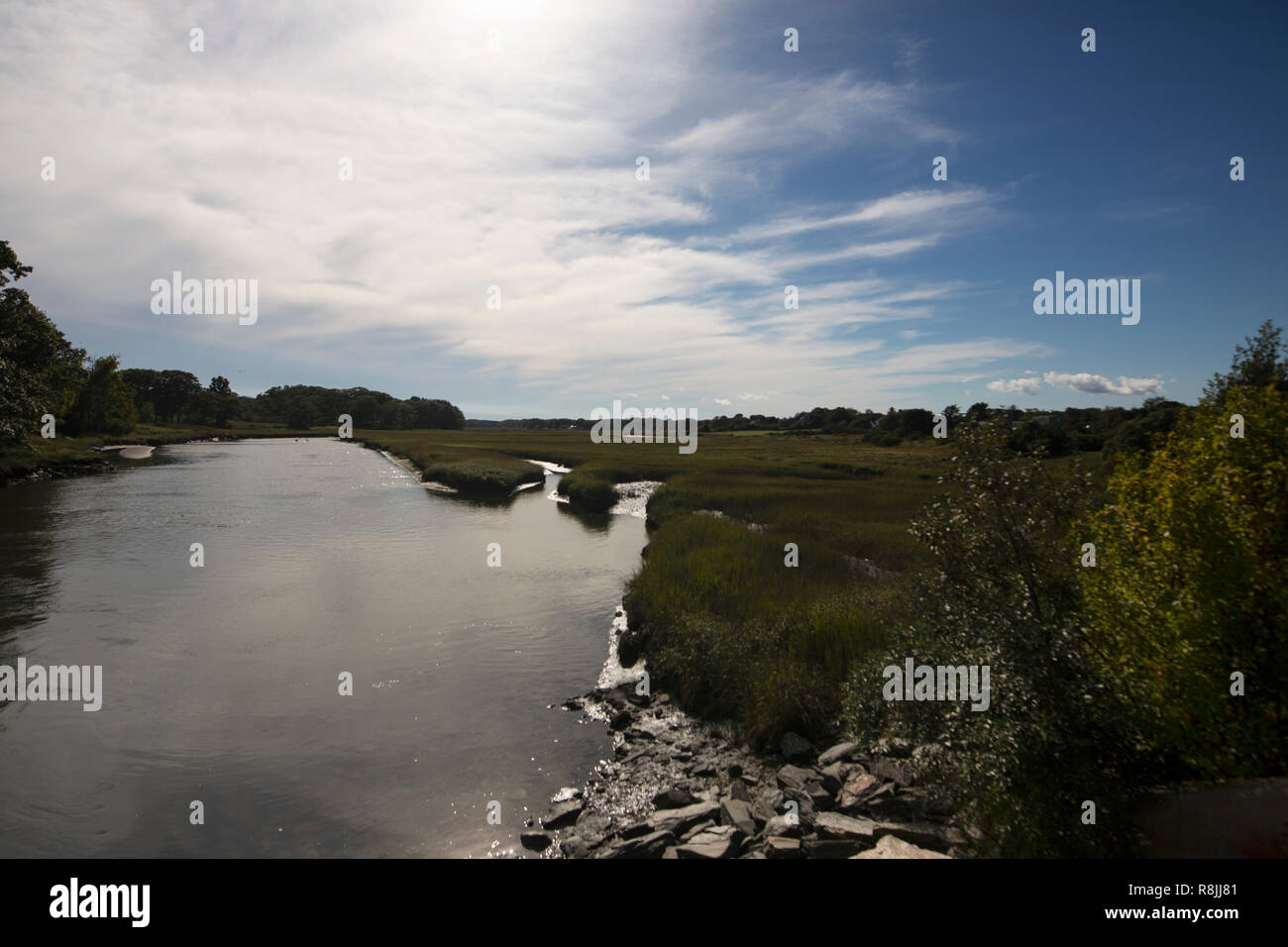 A coastal inlet along the Atlantic Ocean in Scarborough, Maine Stock ...