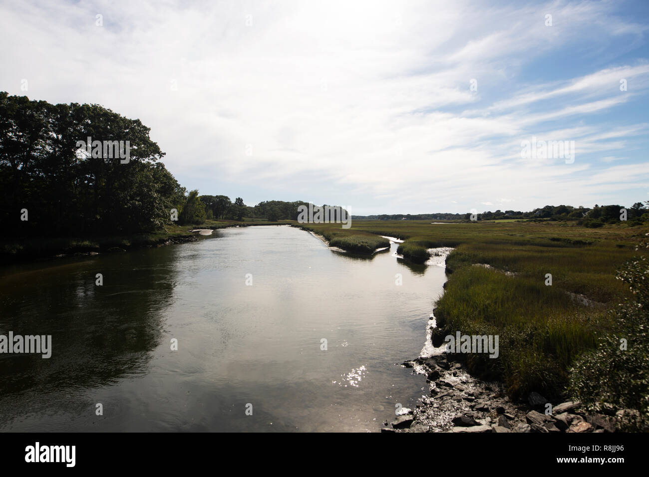 A coastal inlet along the Atlantic Ocean in Scarborough, Maine Stock ...