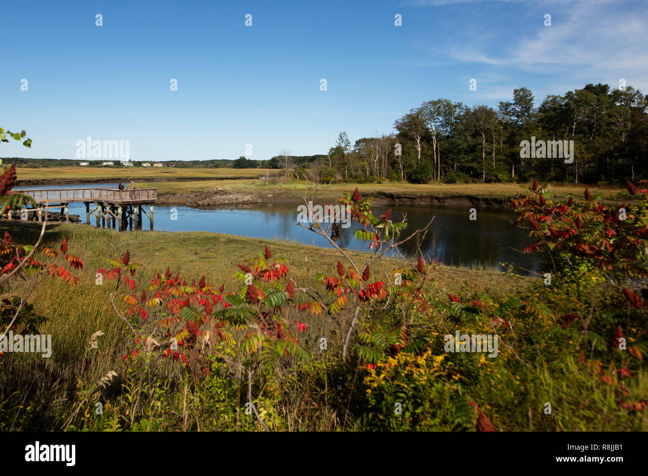 A coastal inlet along the Atlantic Ocean in Scarborough, Maine Stock ...