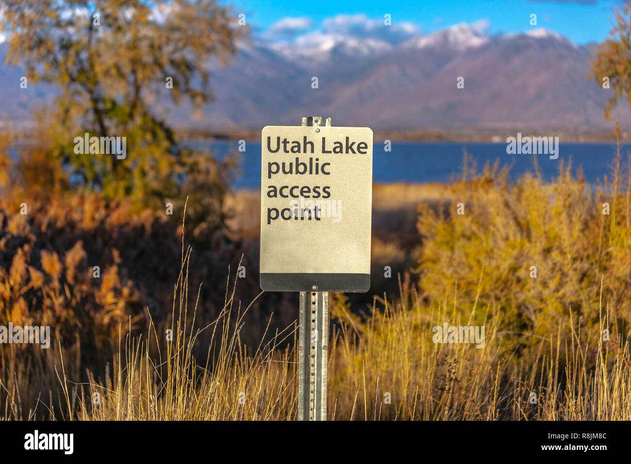 A Utah Lake Public access point sign Stock Photo - Alamy