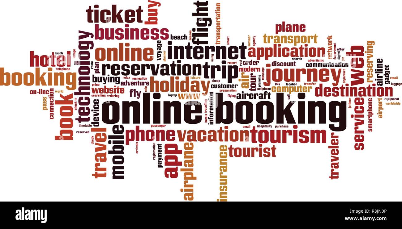 Online booking word cloud concept. Vector illustration Stock Vector ...