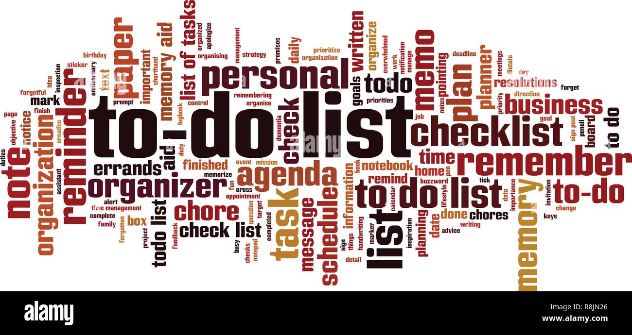 to-do list word cloud concept. Vector illustration Stock Vector Image ...