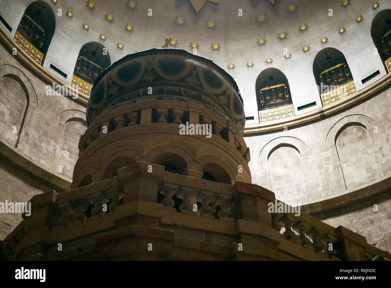 Jerusalem panoramic roof view.Holy Sepulcher Church.Old town market ...
