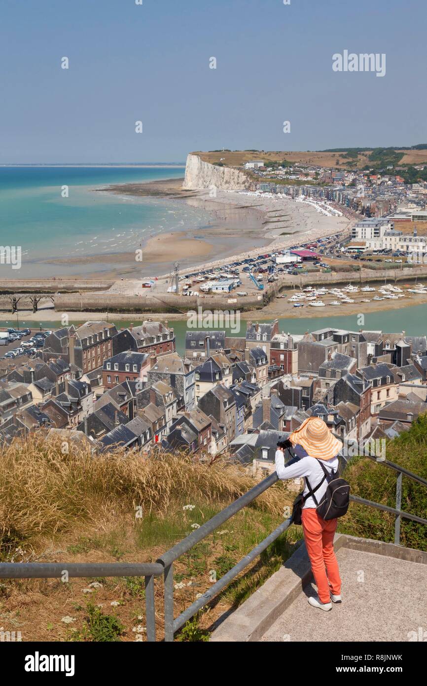 France, Seine Maritime, Le Treport, view of the city of Treport and ...