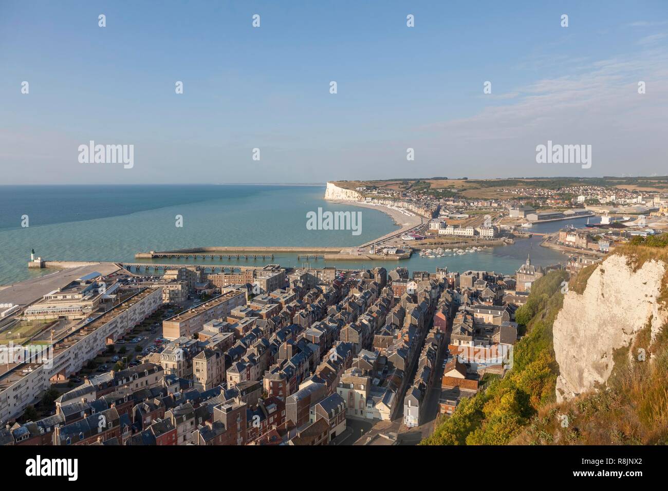 France, Seine Maritime, Le Treport,the quarter rope and cliffs of seas ...