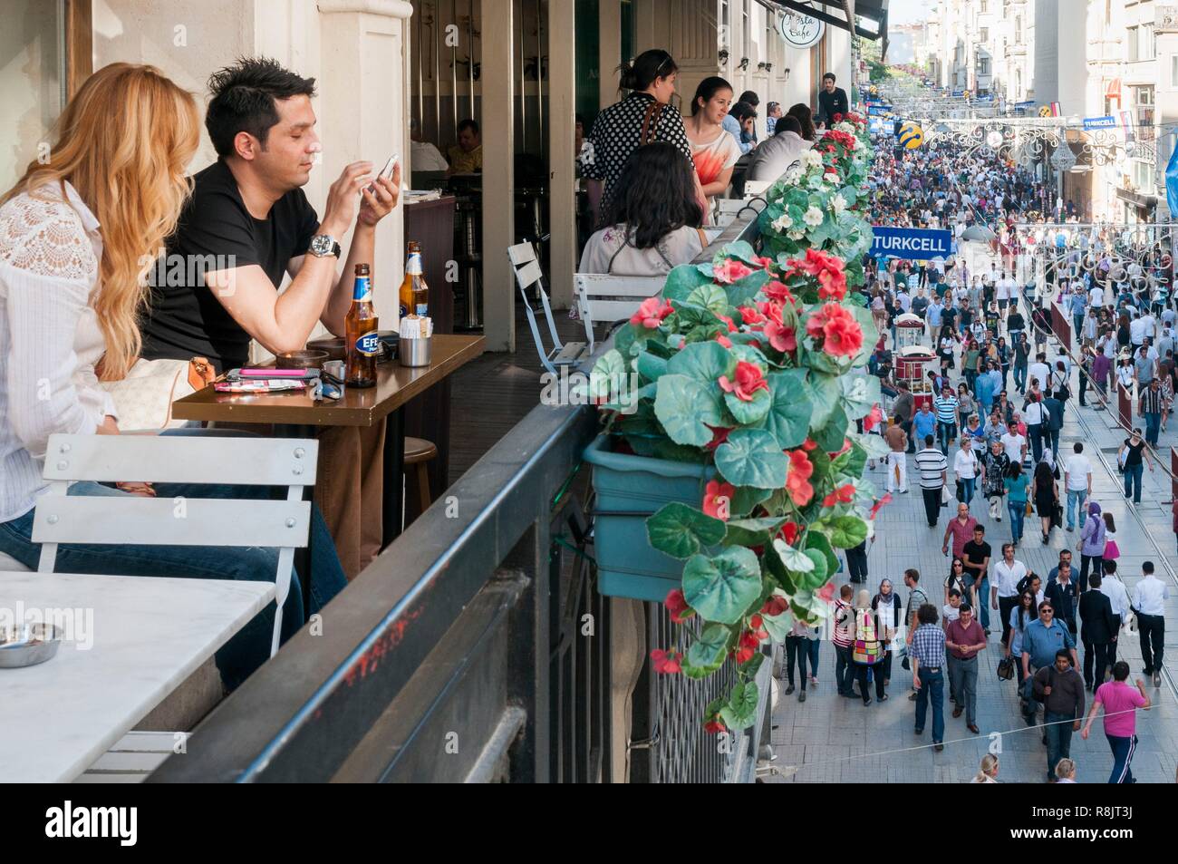 Turkey, Istanbul, Taksim District, Istiklal Caddesi Street Stock Photo ...