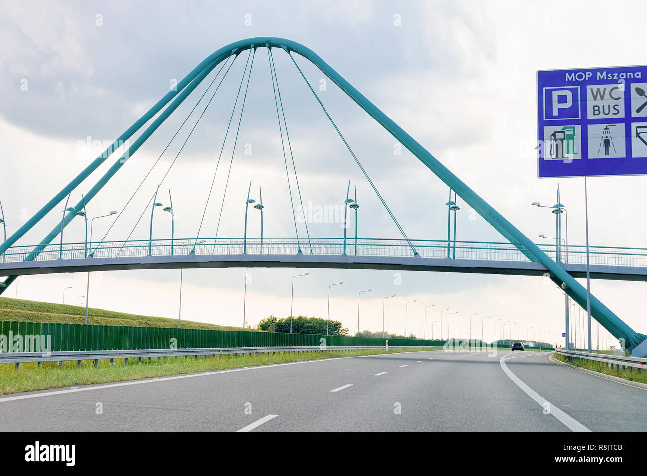 Arched Bridge on modern highway road, Czech republic, Europe Stock ...
