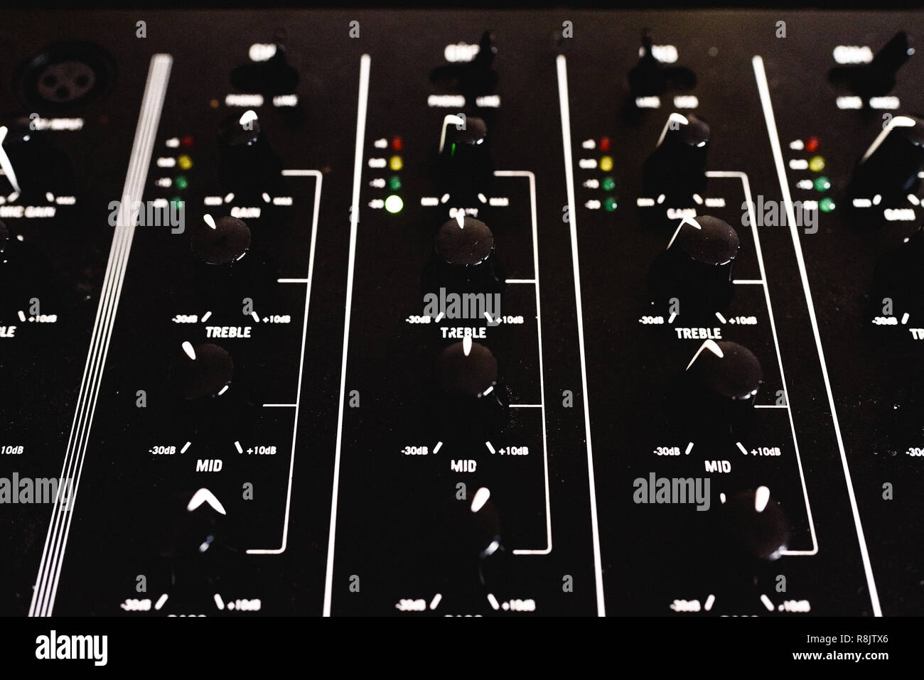Detail of the sliders of an audio mixer for DJ Stock Photo - Alamy