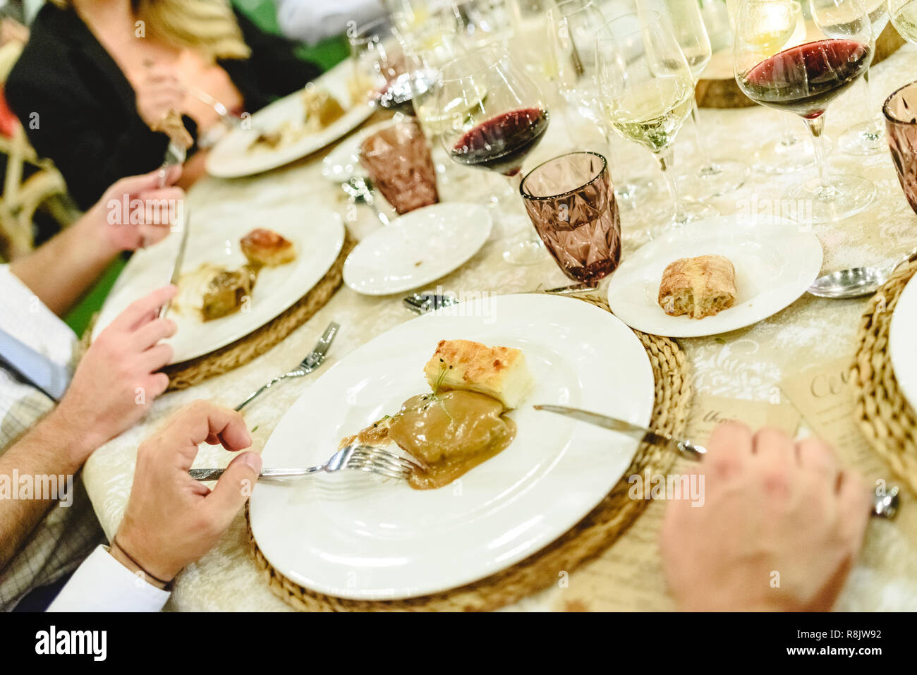 First dish served at the table during a wedding Stock Photo - Alamy