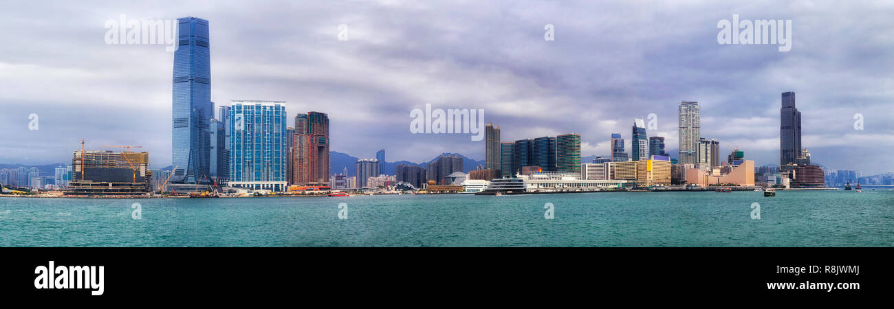 Daytime panorama of Kowloon and Thim Sha Tsui waterfront of Hong Kong ...