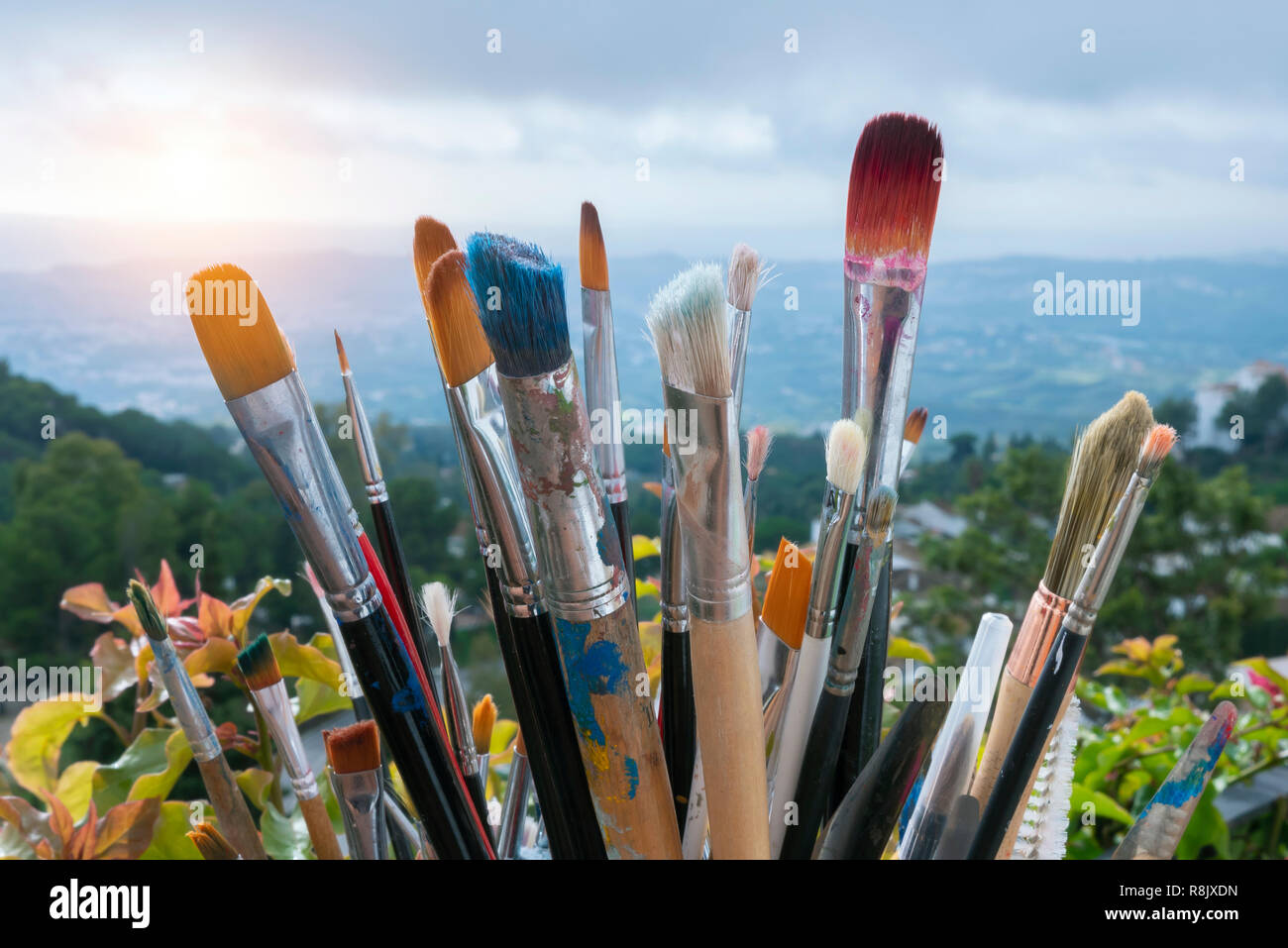 Artist paint brushes, close up Stock Photo - Alamy