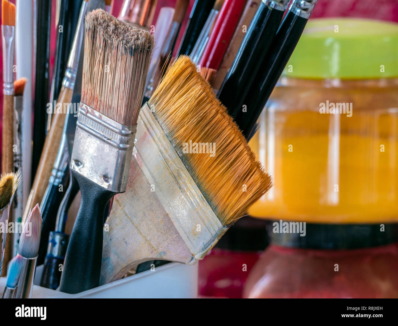 Artist paint brushes, close up Stock Photo - Alamy