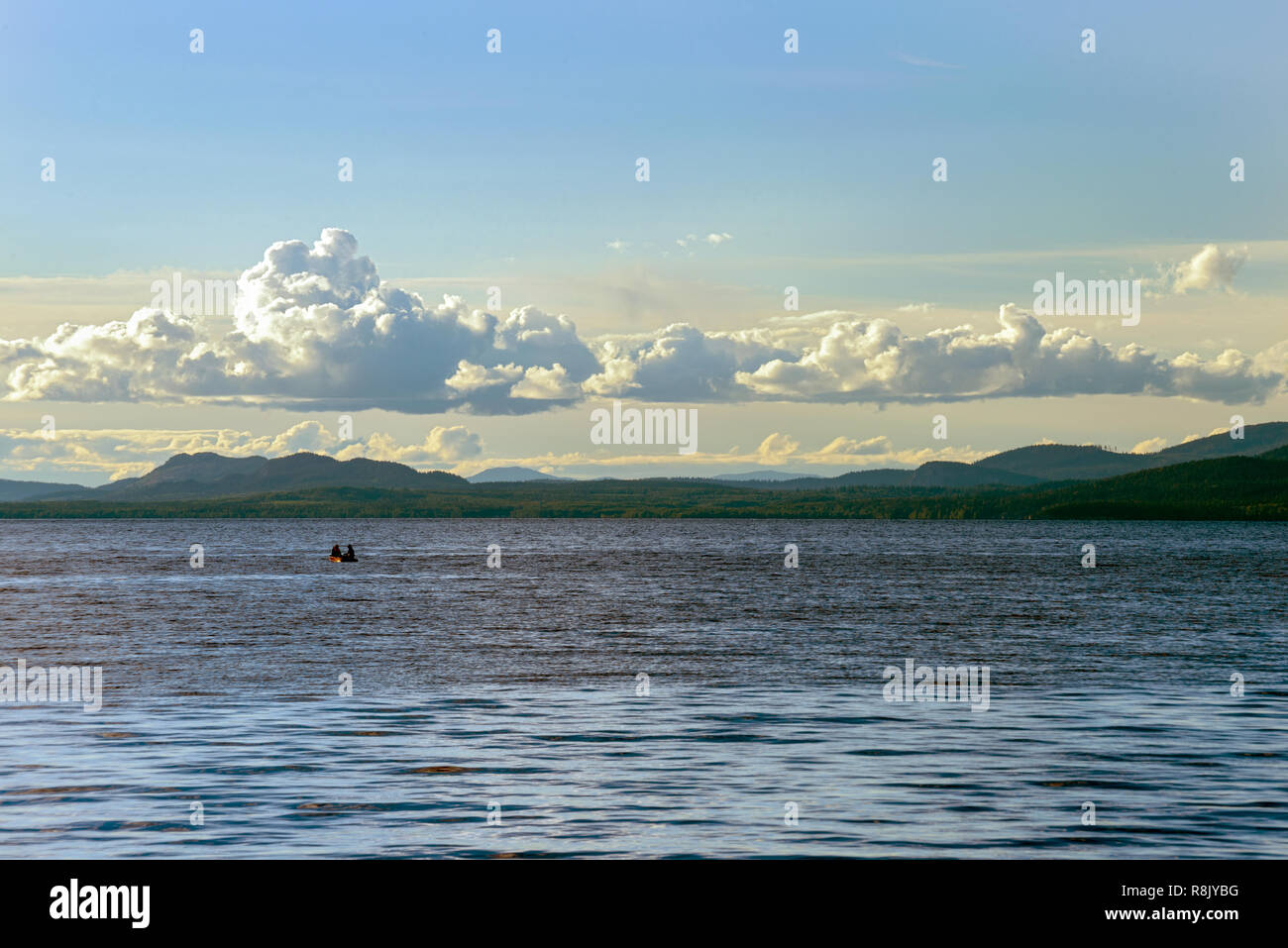 Fishermen in small boat in Stuart Lake at Paaren's Beach Provincial ...