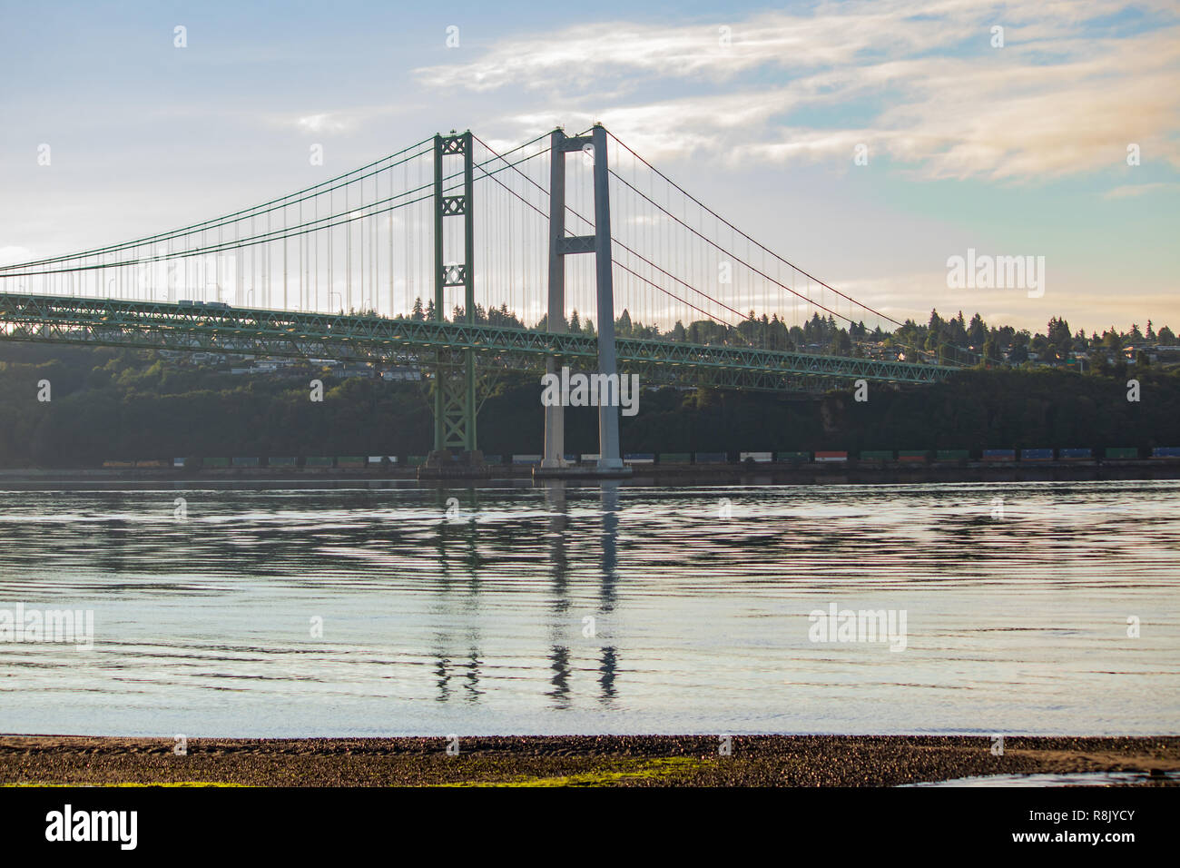 tacoma narrows bridge stretching across puget sound Stock Photo - Alamy