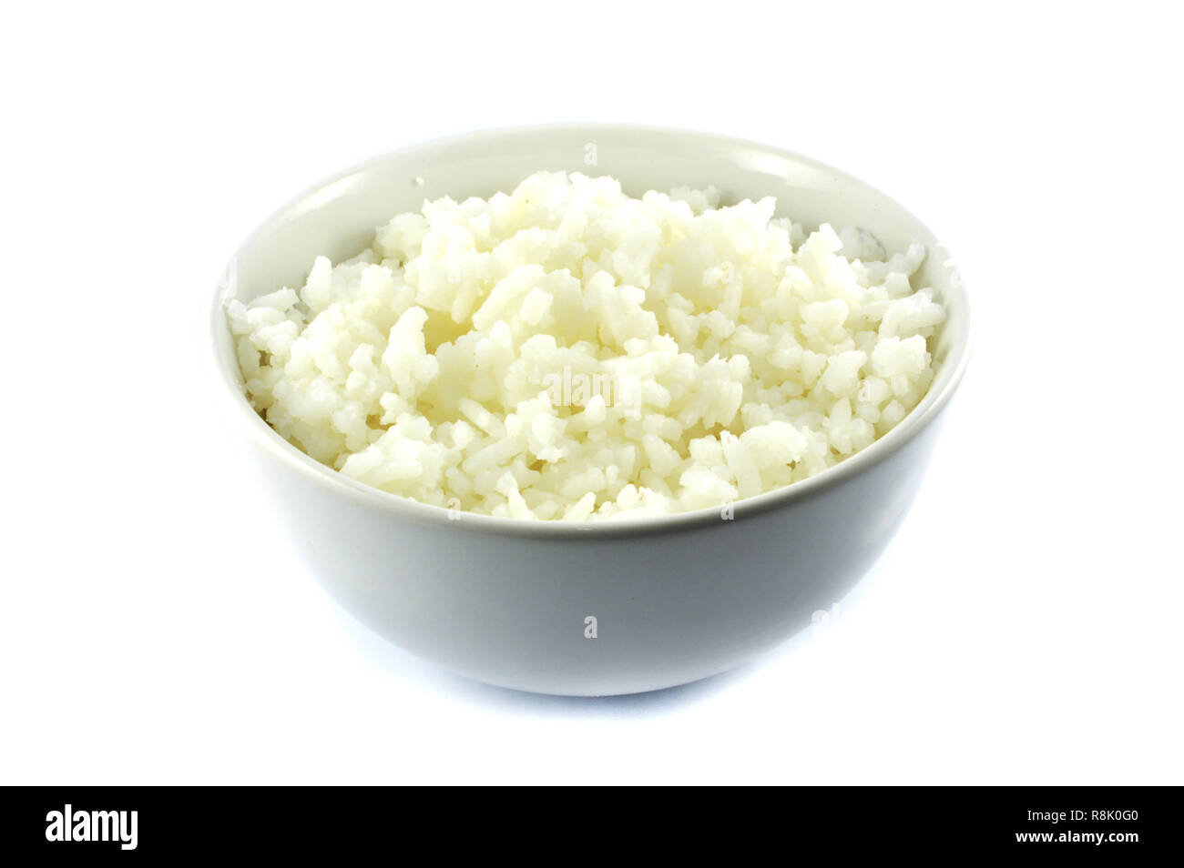thai food rice bowl / cooked rice in ceramic bowl isolated on white ...