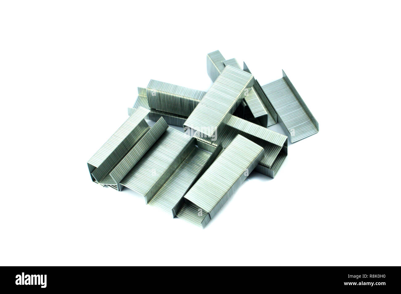 staple needle / metal staples for paper in office isolated on white ...