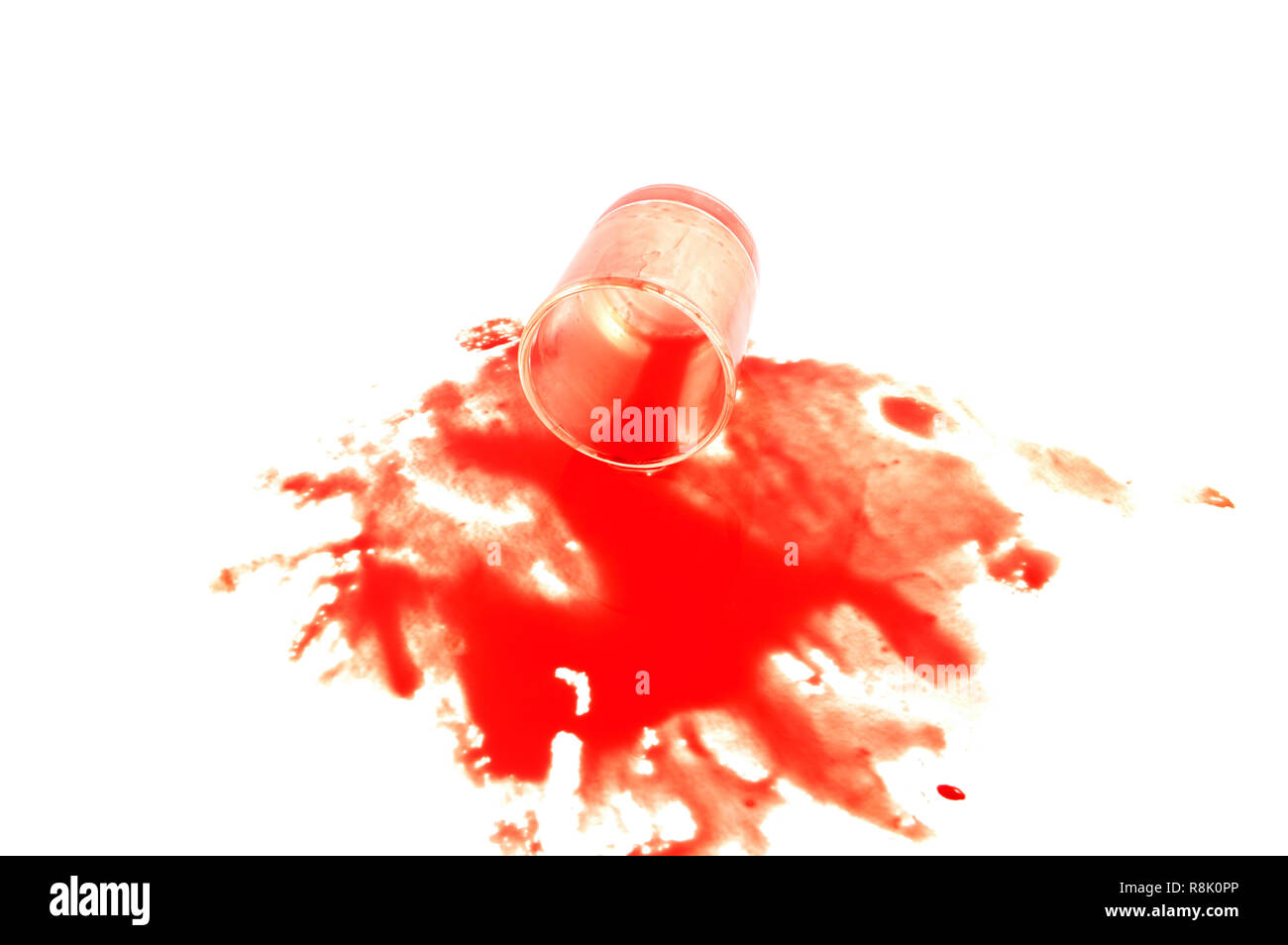 bleeding blood in the glass on white background / concept of the ...