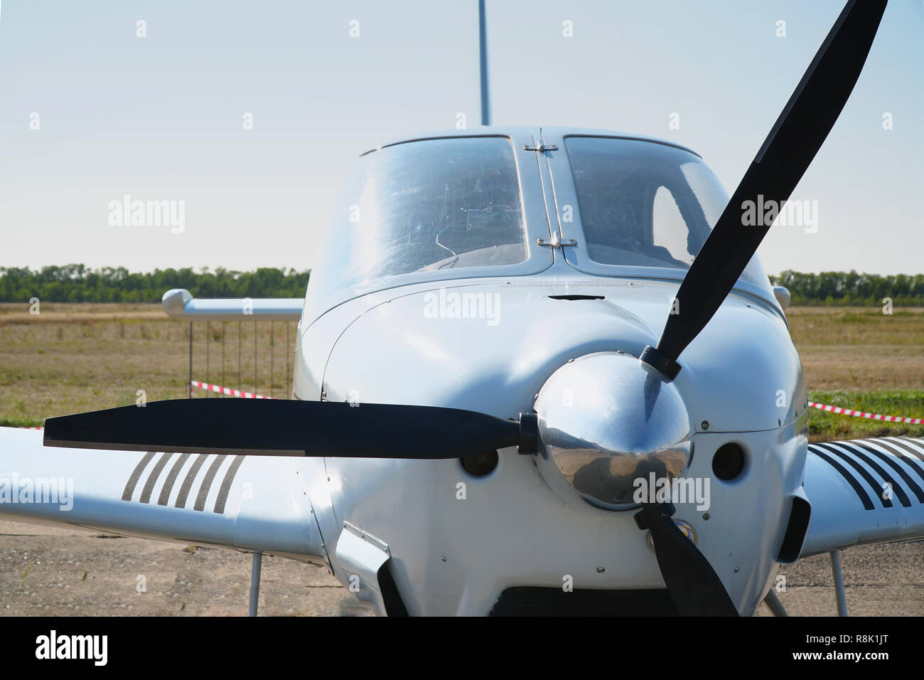 Light single-engine aircraft at the airport Stock Photo - Alamy