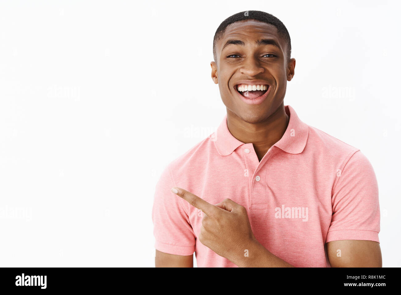 Portrait of impressed delighted and surprised charismatic handsome ...