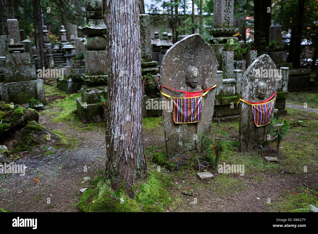 Detail in the Oku-no-in ancient Buddhist cemetery in Koyasan (高野山 ...