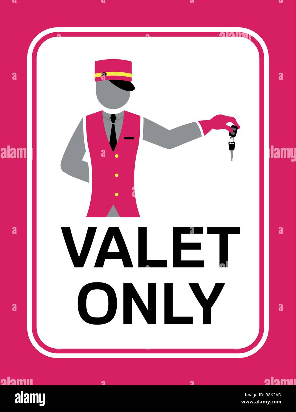 Valet signboard with car key. All the objects are in different layers ...