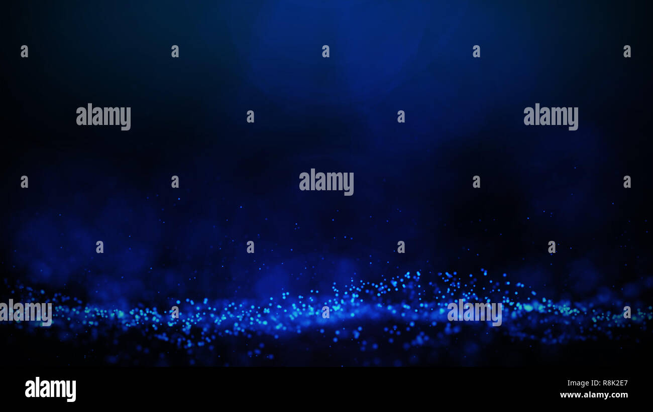 Blue particles abstract blurred glowing background computer generated ...