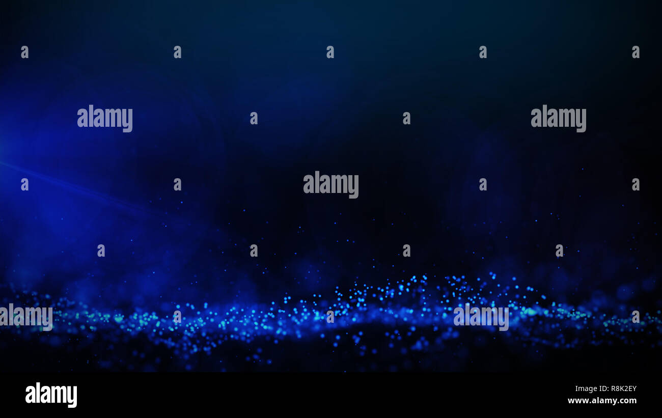 Blue particles abstract blurred glowing background computer generated ...