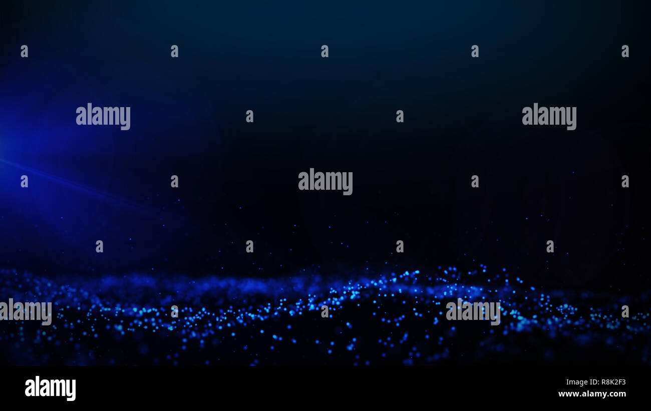 Blue particles abstract blurred glowing background computer generated ...