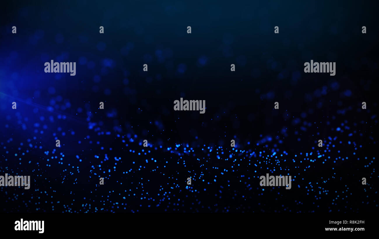 Blue particles abstract blurred glowing background computer generated ...