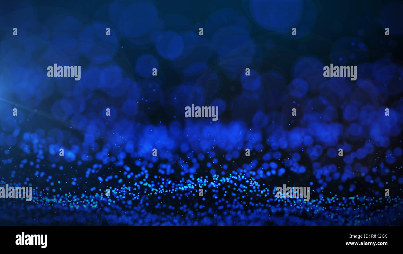 Blue particles abstract blurred glowing background computer generated ...