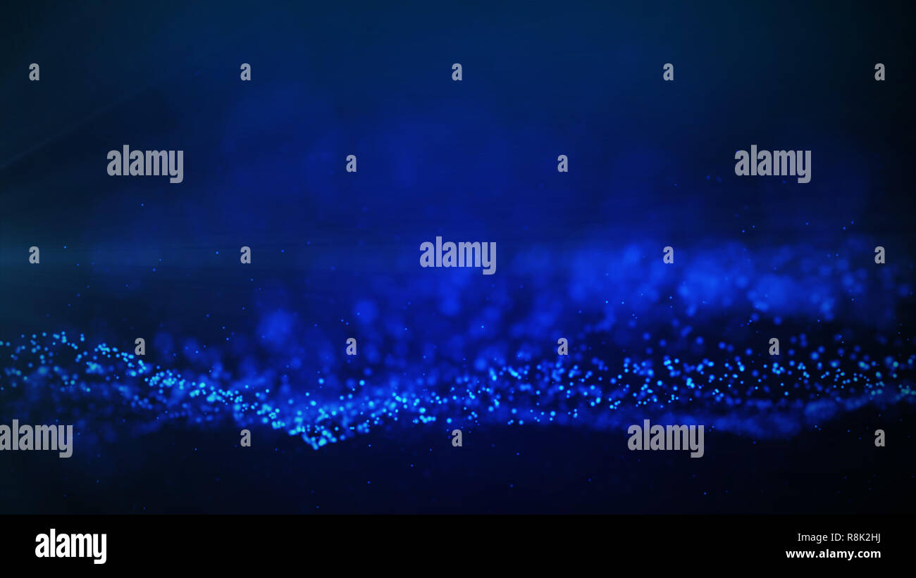 Blue particles abstract blurred glowing background computer generated ...