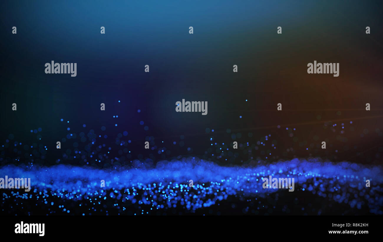 Blue particles abstract blurred glowing background computer generated ...