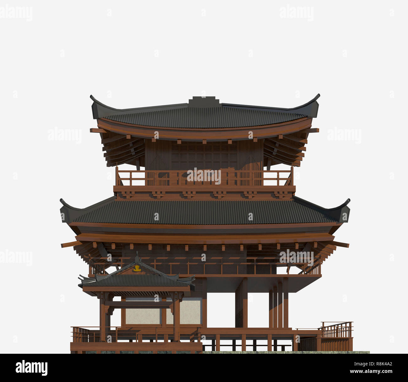 Japanese building isolated on white background 3d illustration Stock ...