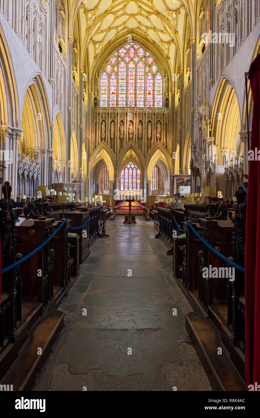 Wells Cathedral Quire looking towards The Lady Chapel. Wells, Somerset ...