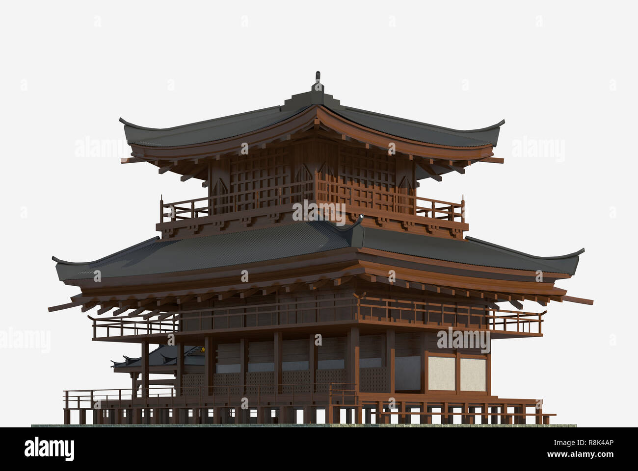 Japanese building isolated on white background 3d illustration Stock ...