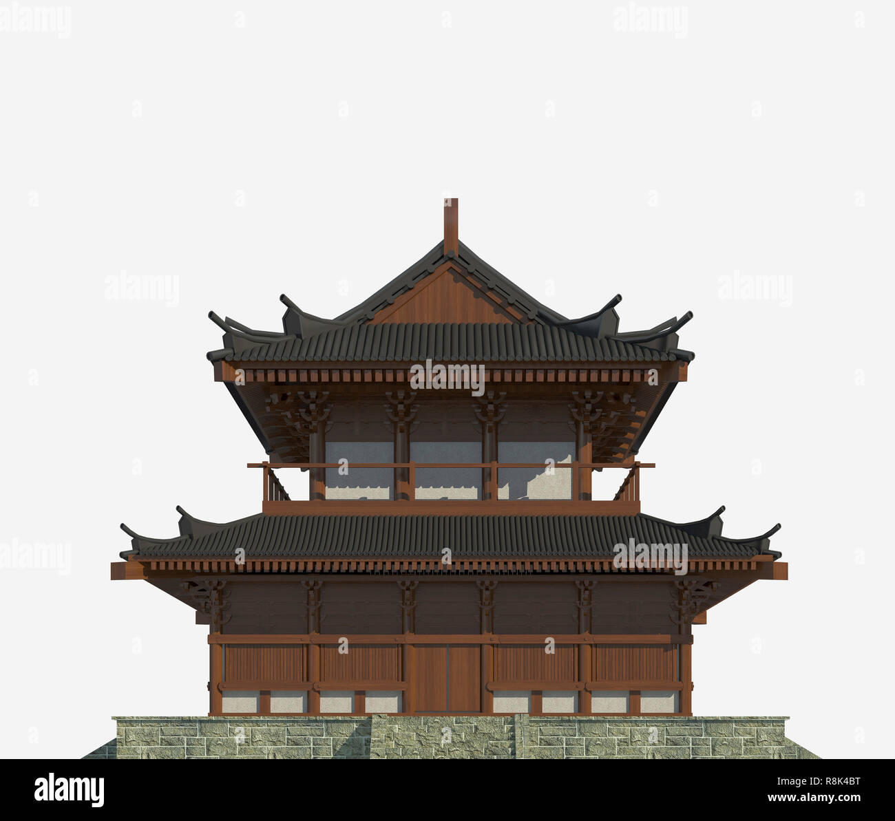Japanese building isolated on white background 3d illustration Stock ...