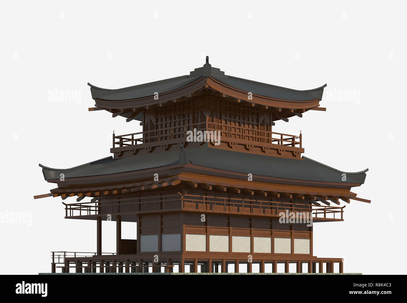 Japanese building isolated on white background 3d illustration Stock ...
