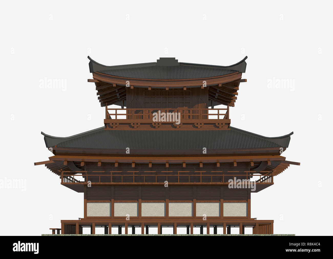 Japanese building isolated on white background 3d illustration Stock ...