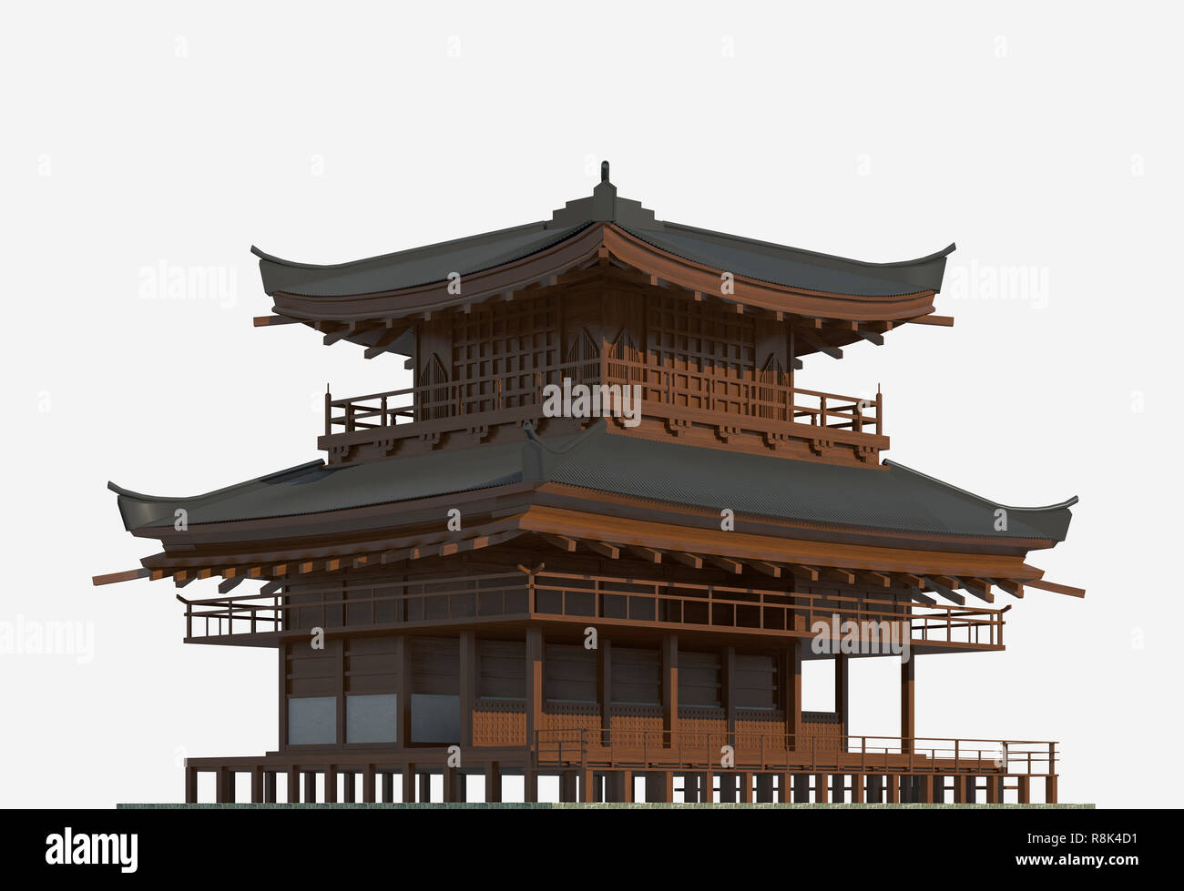 Japanese building isolated on white background 3d illustration Stock ...