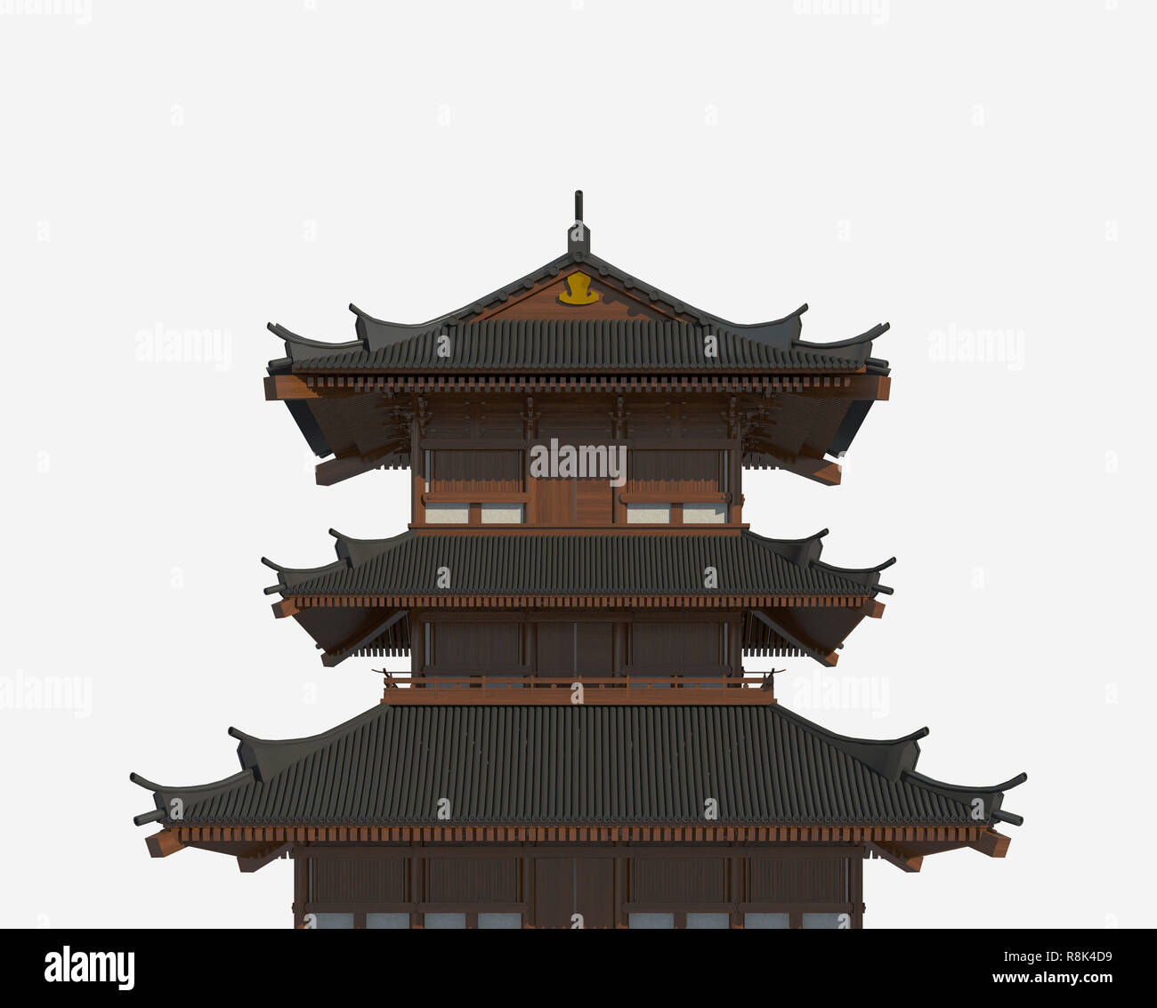 Japanese building isolated on white background 3d illustration Stock ...