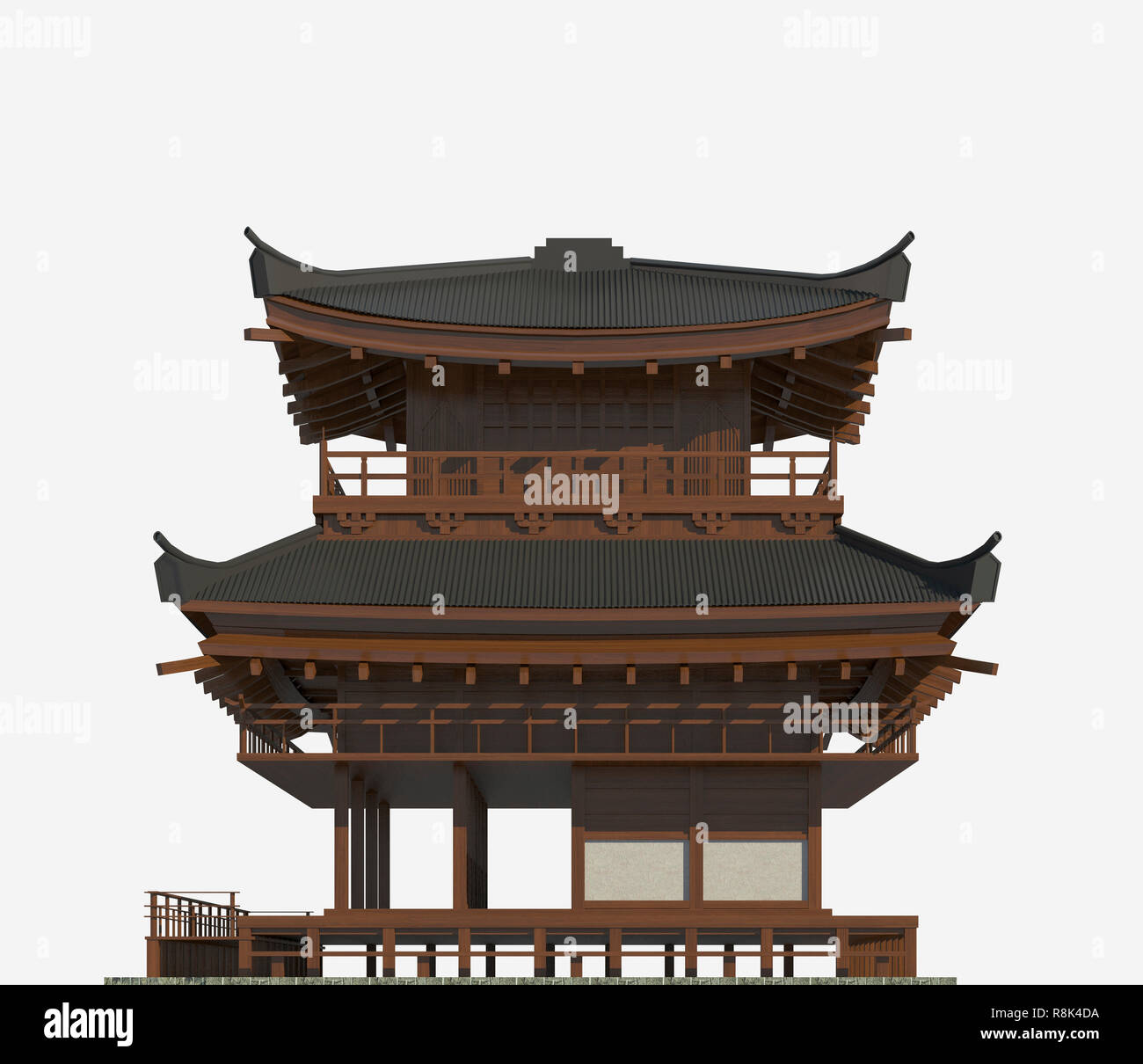 Japanese building isolated on white background 3d illustration Stock ...