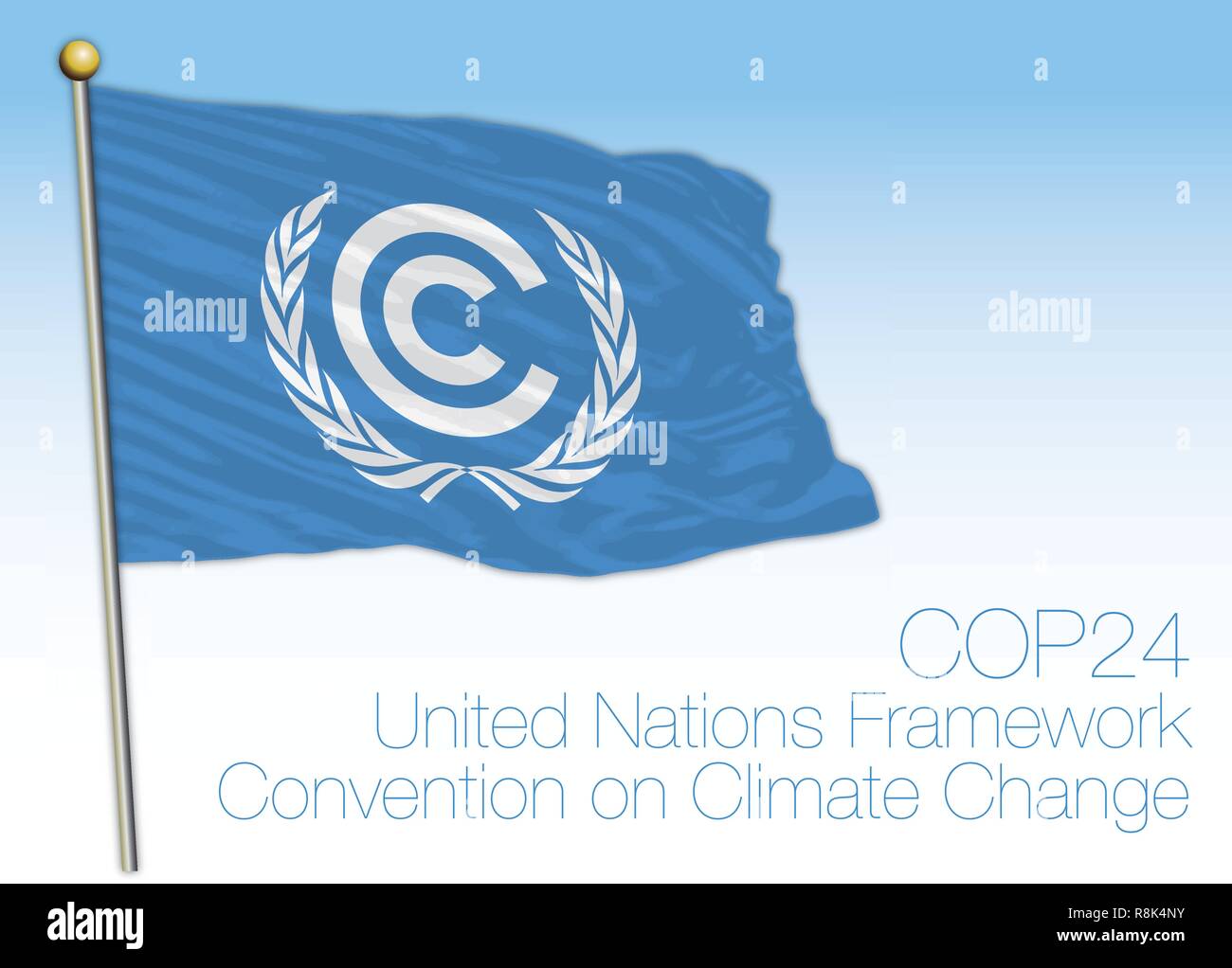 United Nations Climate Change Conference and organization flag, vector ...