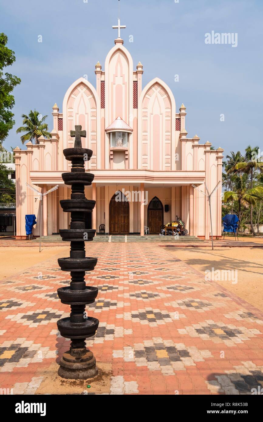 India, state of Kerala, Mararikulam, Saint Augustine church near Marari ...