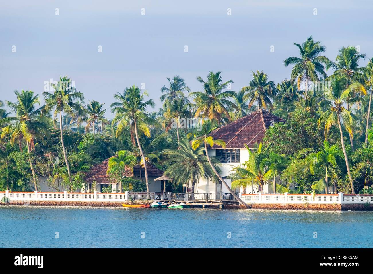 India, state of Kerala, Vypin island (suburb of Kochi), hotel along the ...