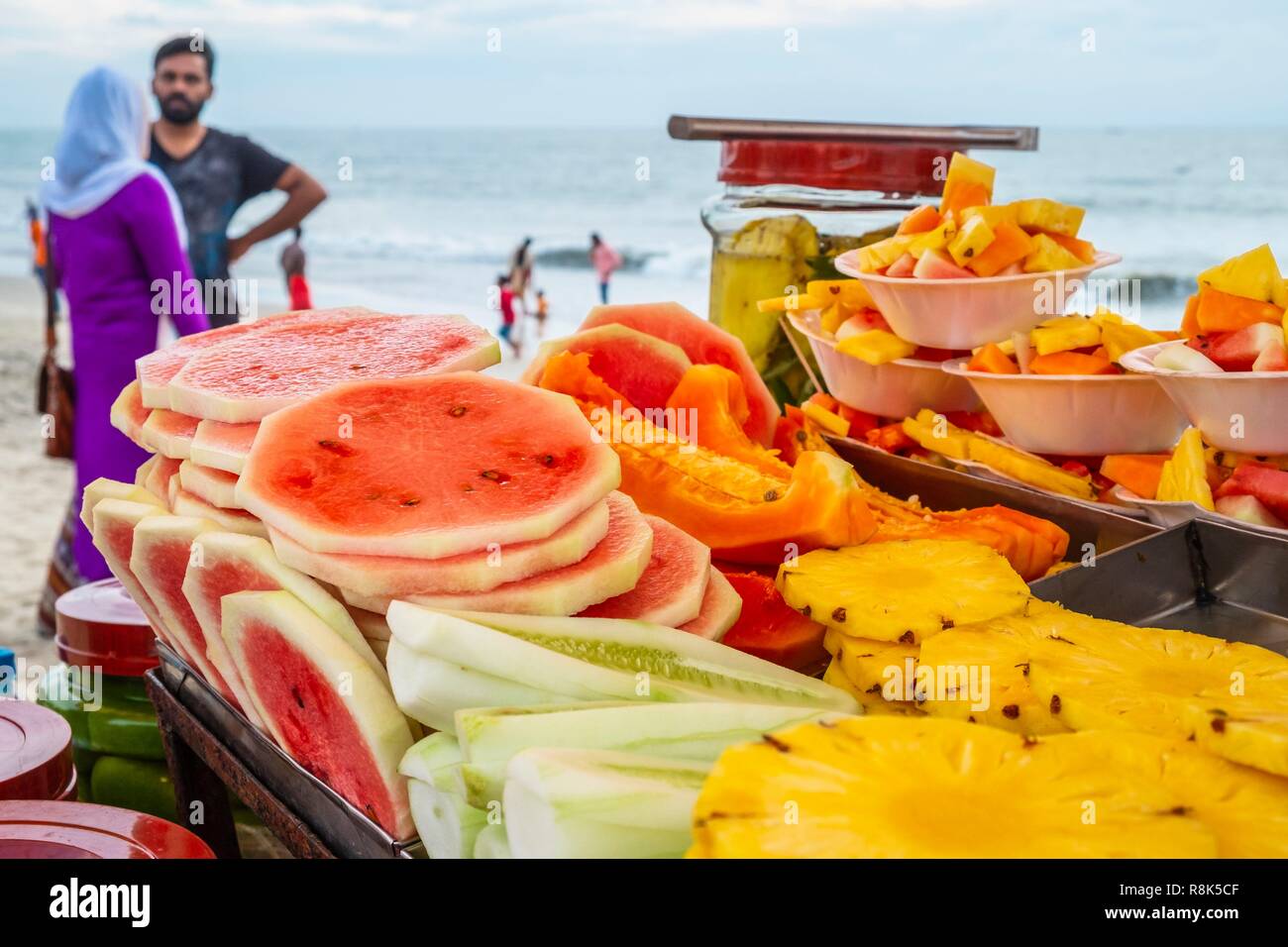 India, state of Kerala, Kozhikode or Calicut, Kozhikode Beach with a ...
